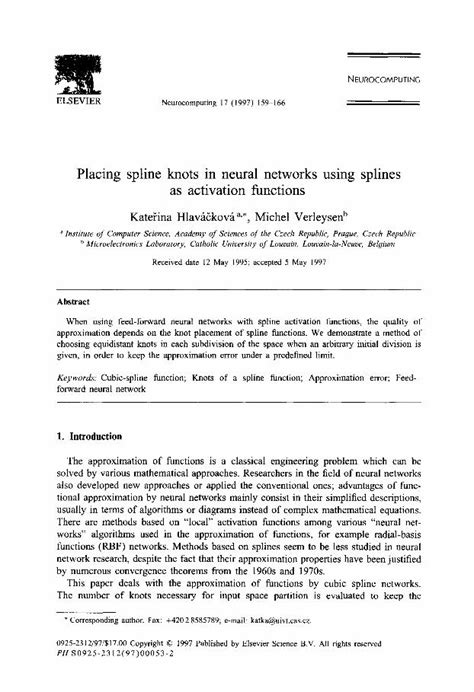 Pdf Placing Spline Knots In Neural Networks Using Splines As Activation Functions Dokumen Tips