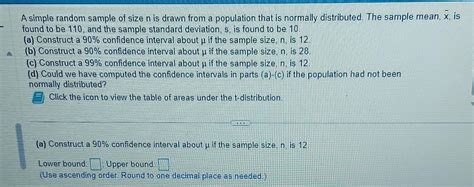 Solved A Simple Random Sample Of Size N Is Drawn From A Chegg