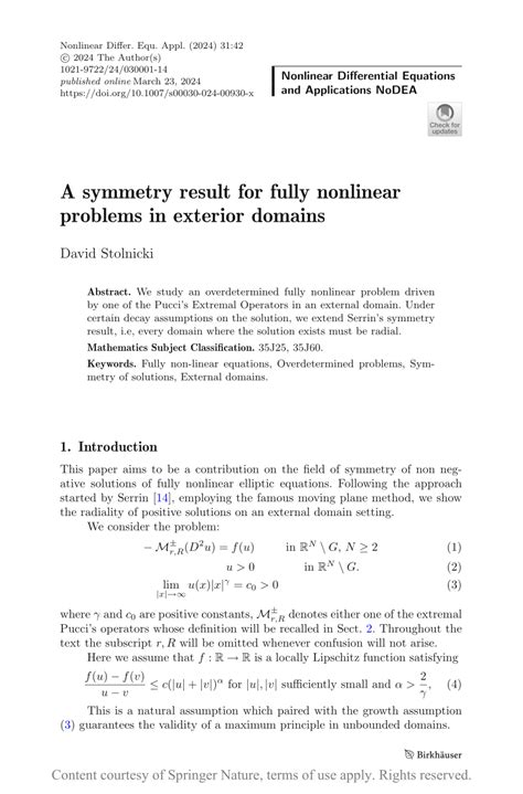 Pdf A Symmetry Result For Fully Nonlinear Problems In Exterior Domains