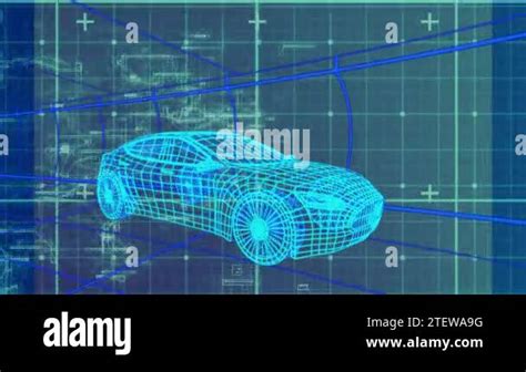 Animation Of Car With Graphical User Interface Moving On Bridge Against