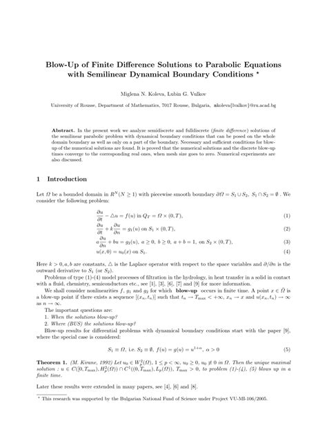 Pdf Blow Up Of Finite Difference Solutions To Parabolic Equations