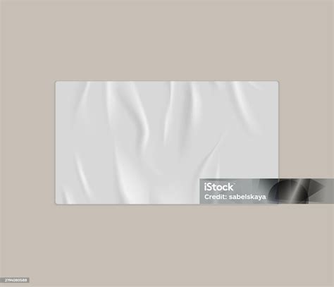 접착 주름 직사각형 백지 스티커 벡터 현실적인 아이콘 라벨 테이프 구겨진 질감 접착 주름 태그 3차원 형태에 대한 스톡 벡터 아트 및 기타 이미지 Istock