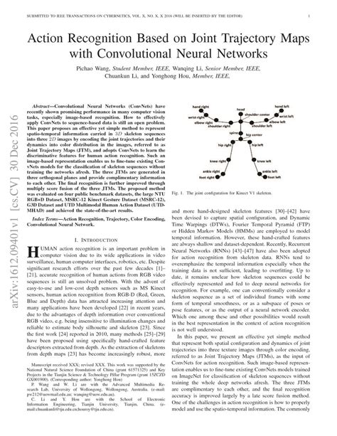Action Recognition Based On Joint Trajectory Maps With Convolutional