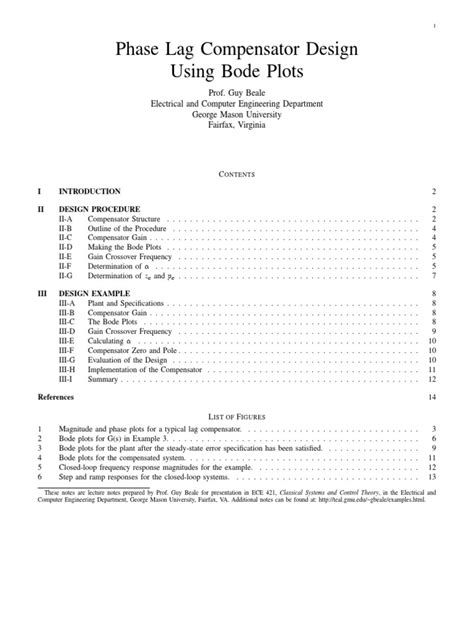 phase lag compensator design using bode plots comp freq lag pdf