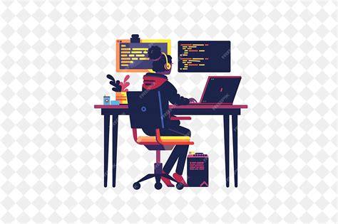 Minimalist Programmer With Characters Coding And Debugging S Png People