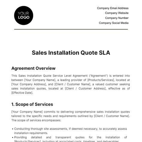 Sales Installation Quote Sla Template Edit Online And Download Example
