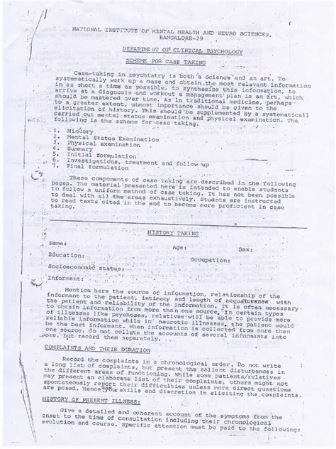 Case History And Mse Pdf