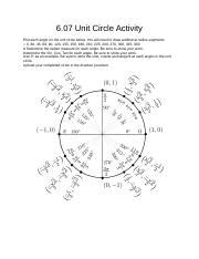 6 07 Unit Circle Activity Docx 6 07 Unit Circle Activity Plot Each Angle On The Unit Circle