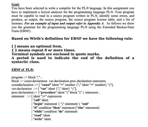 Goal You Have Been Selected To Write A Compiler For