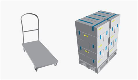 닫힌된 상자 상자 흰색 배경 벡터 일러스트 레이 션에 고립 된 나무 팔레트 및 저장 트롤리에 허약 표지판의 배달 기업 재무와 산업에 대한 스톡 벡터 아트 및 기타 이미지