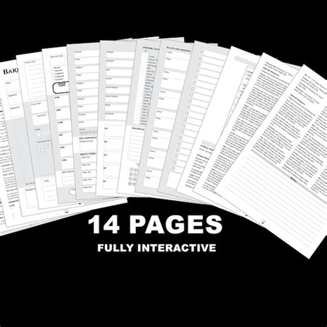 Dnd Class Specific Character Sheet Etsy