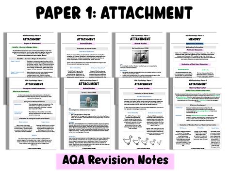 Aqa Attachment Full Revision Notes A Level Psychology Teaching Resources