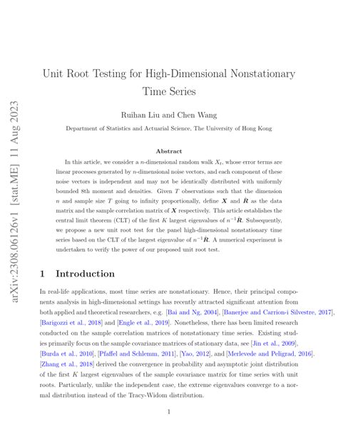 Pdf Unit Root Testing For High Dimensional Nonstationary Time Series