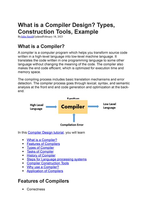 What Is A Compiler Design It Translates The Code Written In One