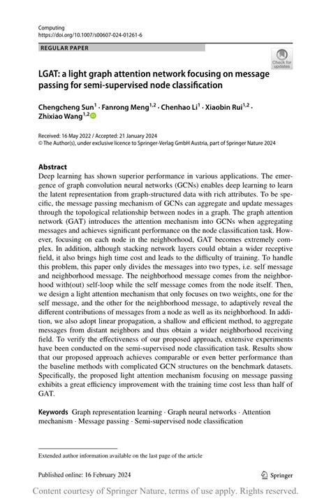 Lgat A Light Graph Attention Network Focusing On Message Passing For Semi Supervised Node