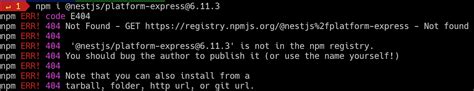 Npm Install Command Is Not Working For NestJs And Its Packages Issue