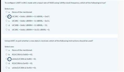 Solved To Configure Uart In 8 N1 Mode With A Baud Rate Of