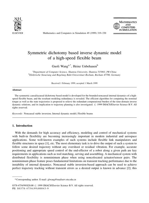 Pdf Symmetric Dichotomy Based Inverse Dynamic Model Of A High Speed Flexible Beam