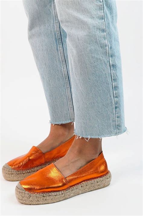 Sacha Dames Oranje Metallic Leren Espadrilles Maat 36 Bol