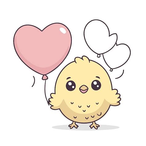 Lindo Kawaii Diseño De Tarjetas De Día De San Valentín Lindo Personaje