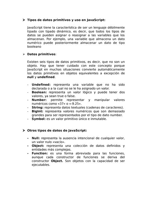 Tipos De Datos Primitivos Y Uso En Java Script Tipos De Datos Primitivos Y Uso En Javascript