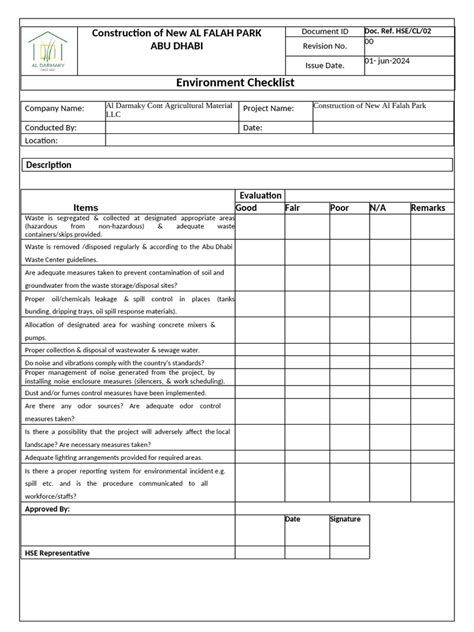 Hse Cl 02 Environment Checklist Pdf
