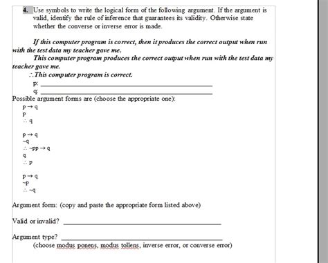 Solved Use Symbols To Write The Logical Form Of The