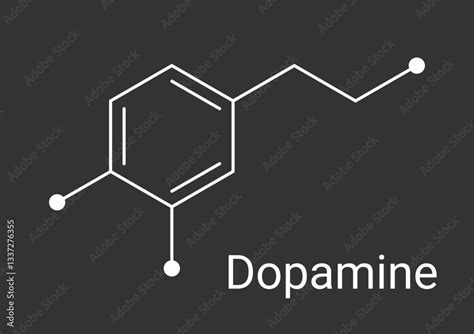 Dopamine Molecular Structure Illustration Neurotransmitter Structural Chemical Formula Vector