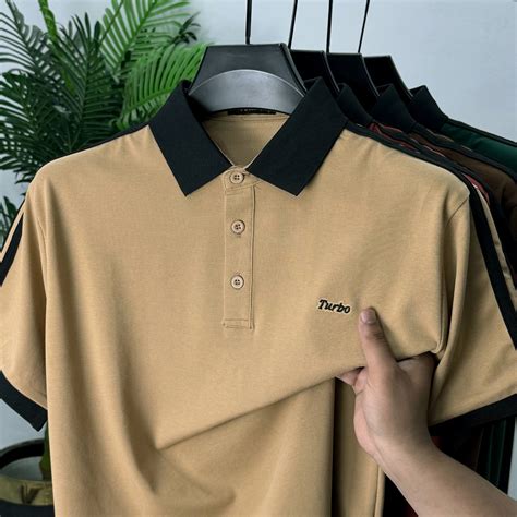 Turbo Contrasting Color Mens Polo Shirt Light Skin Turbo Brands Factory