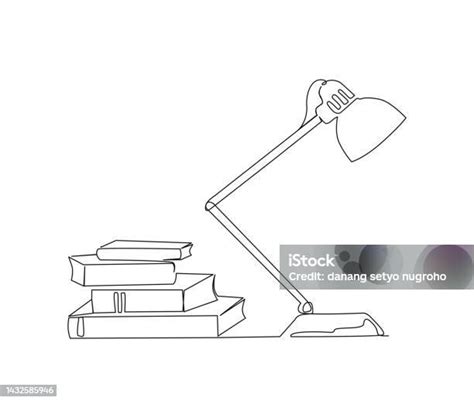 책과 테이블 램프의 연속 라인 아트 드로잉 책 한 줄 아트 그리기 벡터 일러스트레이션 전등에 대한 스톡 벡터 아트 및 기타 이미지 전등 한붓그리기 가리기 Istock