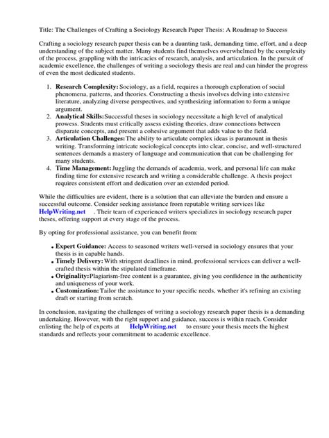 Sociology Research Paper Thesis Examples Pdf