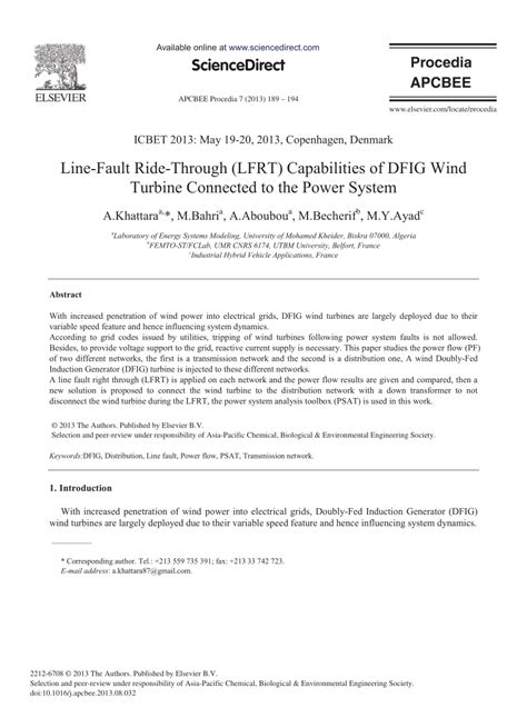 Pdf Line Fault Ride Through Lfrt Capabilities Of Dfig Wind Turbine