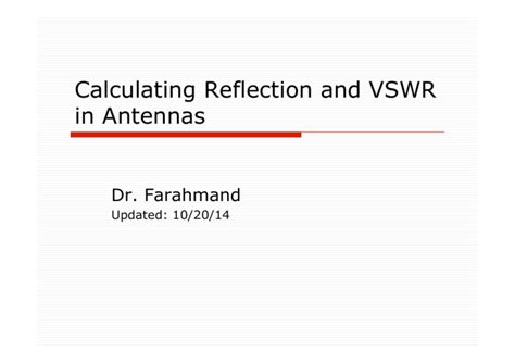 Calculating Reflection And Vswr In Antennas
