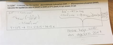 Solved Delta G Degree 75 Kj Mol 1 For The Reaction