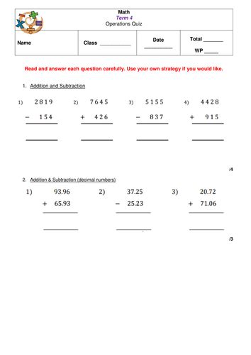 4 Operations Teaching Resources