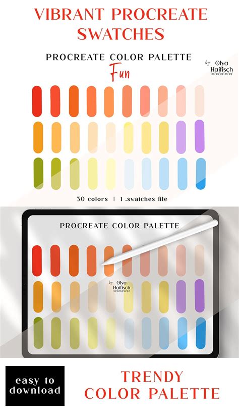 Bright Procreate Color Palette Colorful Procreate Swatches