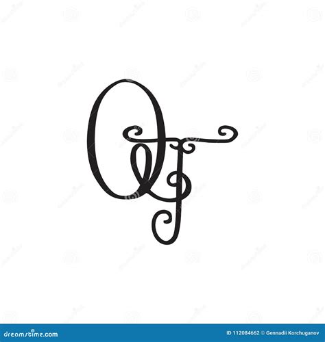 Handwritten Monogram QT Icon Stock Vector Illustration Of Decor Background