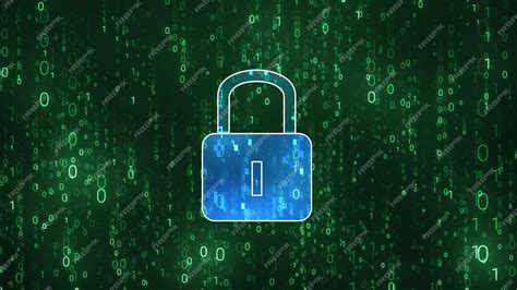 Lock Cyber Security Key In Matrix Binary Code Random Number Falling Background Premium Ai