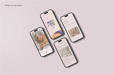 클라이언트에게 Ui 디자인을 보여주기 위한 다중 스마트폰 목업 프리미엄 Psd 파일