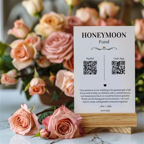 Honeymoon Fund Sign Canva Template Wedding Qr Code Sign Editable