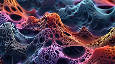 Abstract 3d Rendering Of A Colorful Organic Textured Surface With A Network Of Interconnected