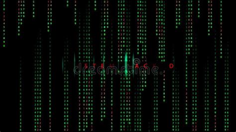 3d programming code abstract technology background hacked text with matrix style binary code