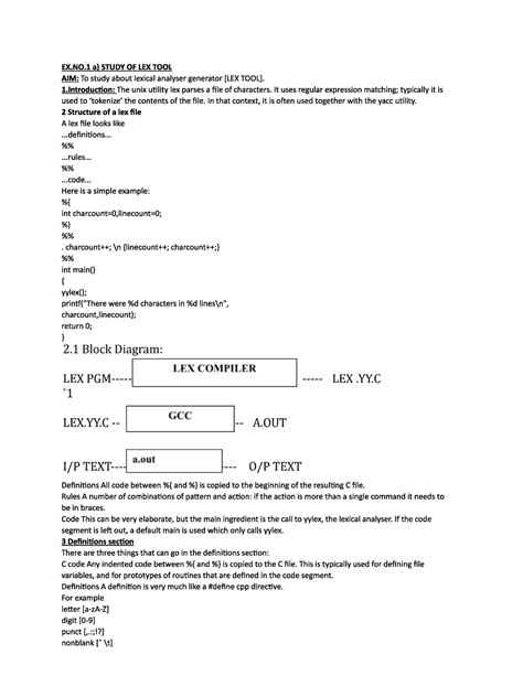 Compiler Design 01 12experiments D X Ch Printfn C T D T