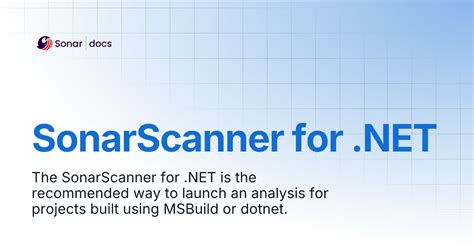 Sonarscanner For Net Sonar Documentation
