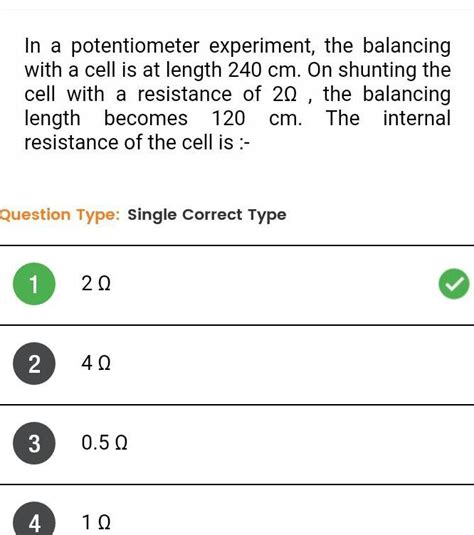 Answered In A Potentiometer Experiment The Balancing With A Cell Is
