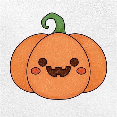 Kawaii Pumpkin Drawing Step By Step Helloartsy
