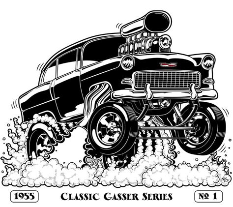 55 Chevy Gasser On Behance Cool Car Drawings Cartoon Car Drawing