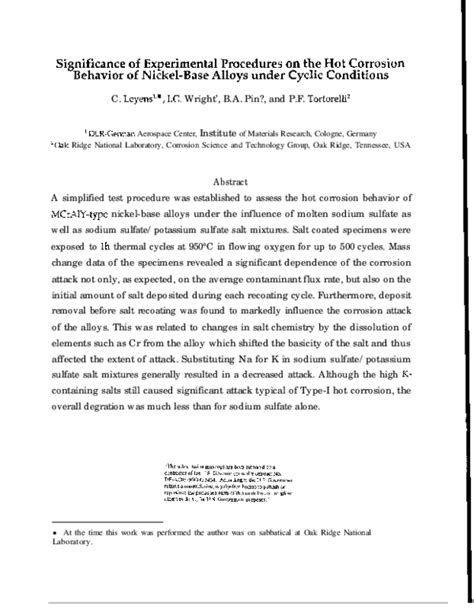 Pdf Significance Of Experimental Procedures On The Hot Corrosion