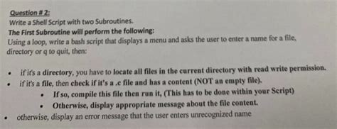 Question 2 Write A Shell Script With Two