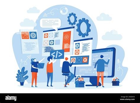 Developers Team Web Design With People Characters Designers And